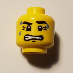 LEGO PART 3626bpr0701 Minifig Head Weightlifter, Dripping Sweat, with ...