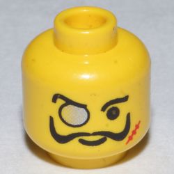 LEGO PART 3626bpr0041 Minifig Head Baron Von Barron, Monocle, Scar, and ...