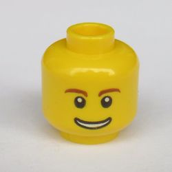 LEGO PART 3626cpr0498 Minifig Head, Brown Eyebrows, Thin Grin with ...