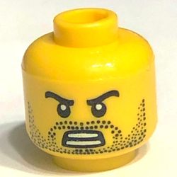 LEGO PART 3626cpr0827 Minifig Head Beard Stubble, Black Angry Eyebrows ...