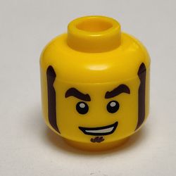 LEGO PART 3626cpr2549 Minifig Head Race Car Guy, Dark Brown Eyebrow ...