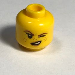 LEGO PART 3626cpr2589 Minifig Head, Freckles, Peach Lips, Smirk / Left ...