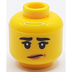 LEGO PART 3626cpr3903 Minifig Head, Medium Nougat Lips, Lobsided Grin ...