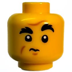 LEGO PART 3626cpr3922 Minifig Head, Thick Black Eyebrows, Raised ...