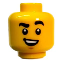 LEGO PART 3626cpr3924 Minifig Head, Raised Eyebrow, Crooked Smile ...
