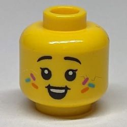 LEGO PART 3626cpr9678 Minifig Head, Sprinkles on Cheeks, Happy, Open ...