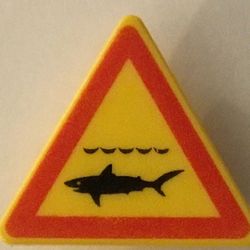 LEGO PART 30259pr0009 Road Sign Clip-on 2 x 2 Triangle with Shark ...