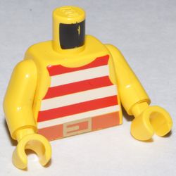 LEGO PART 973c01h01pr0031 Torso Vest with Red and White Stripes with ...