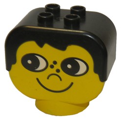 LEGO PART dupupn0049c04pr0001 Duplo Head Brick with Black Male Hair ...