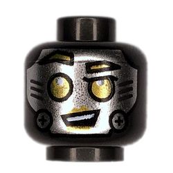 LEGO PART 3626cpr9775 Minifig Head Sing Bot, Silver Robot Face, Yellow ...