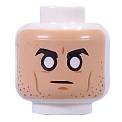 LEGO PART 28621pr4064 Minifig Head Moon Knight, White Eyes, Wrapped Face, Silver Moon / Light ...