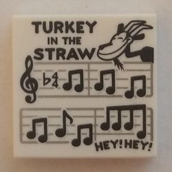 LEGO PART 3068bpr0404 Tile 2 x 2 with 'Turkey in the Straw', 'Hey! Hey ...