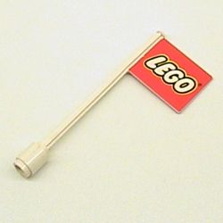 LEGO PART 3596pr0002 Flag on Flagpole, Straight with Red Lego Print ...