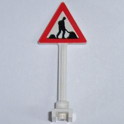LEGO PART 649pr0014 Road Sign Triangle with Roadworks Print - 2 Dirt ...