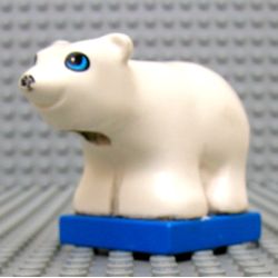 LEGO PART 75016c01pr0001 Duplo Animal Polar Bear Cub on Blue Base ...