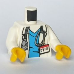 LEGO PART 973c27h01pr2074 Torso Hospital Lab Coat, Dark Azure Scrubs ...