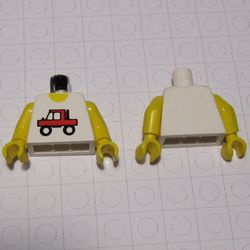 LEGO PART 973c01h01pr0005 Torso Vest, Red Truck Print, Yellow Arms and ...