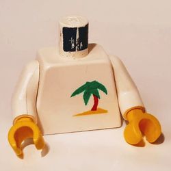 LEGO PART 973c27h01pr0017 Torso Palm Tree Print, White Arms, Yellow ...