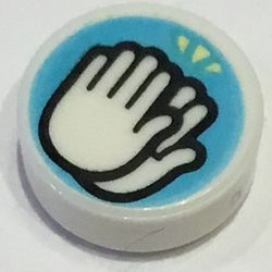 LEGO PART 98138pr0270 Tile Round 1 x 1 with Clapping Hands on Medium ...