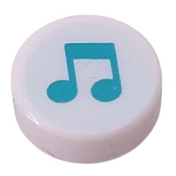 LEGO PART 98138pr0450 Tile Round 1 x 1 with Dark Turquoise Music Note ...