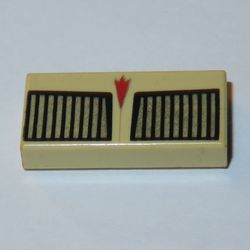 LEGO PART 3069bpr0067 Tile 1 x 2 with Car Grill and Red Arrow Print ...