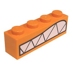 LEGO PART 3010pr0063 Brick 1 x 4 with Angry Mouth, Sharp Teeth print ...