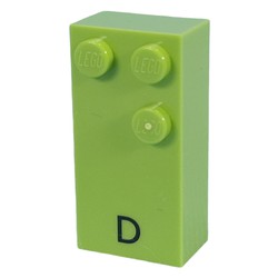 LEGO PART 60192pr0002 Braille Brick 2 x 4 with 3 Studs ⠙ and 'D' Print ...