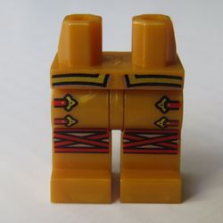 LEGO PART 970c21pr1371 Hips and Pearl Gold Legs with Red Straps and ...