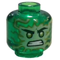 LEGO PART 28621pr3614 Minifig Head Lloyd Garmadon, Lime Flames, Green ...