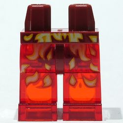 LEGO PART 970c67pr0002 Hips and Trans-Red Legs with Yellow Flames print ...