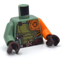 LEGO PART 973e002pr5483 Torso, Odd Arms, Armor with Orange Shoulder ...