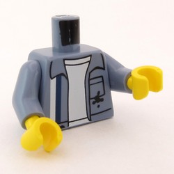 LEGO PART 973c24h01pr0005 Torso, Open Jacket, Black Stain, White/Dark ...