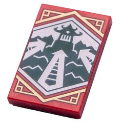 LEGO PART 26603pr9975 Tile 2 x 3 with Dark Green Ninjago Flag print ...