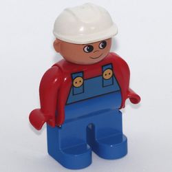 LEGO PART 4555c04pr0041 Duplo Figure, Early, Hard Hat White, Blue Legs ...