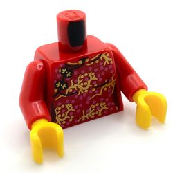 LEGO PART 973c22h01pr0010 Torso Tunic, Gold and Pink Blossom Flowers ...