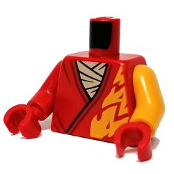 LEGO PART 973e113pr0001 Torso, Odd Arms, Robe, Bright Orange Flames ...