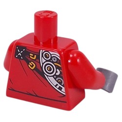 LEGO PART 973c22h30pr0001 Torso, Robe, Black Strap, Silver Vest, Red ...