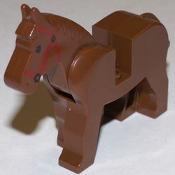 LEGO PART 4493c01pr0003 Animal, Horse, Movable Head, Black Eyes, Red ...