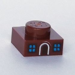 LEGO PART 3024pr9999 Plate 1 x 1 with House Front, Two Blue Windows ...