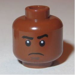 LEGO PART 3626cpr2348 Minifig Head, Eyebrows, Dark Tan Chin Dimple, Sad ...