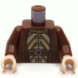 LEGO PART 973c19h02pr6699 Torso, Jacket, Tan/Reddish Brown Striped ...