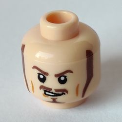 LEGO PART 3626bpr0801 Minifig Head Will Turner, Long Brown Sideburns ...