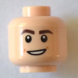 LEGO PART 3626cpr2264 Minifig Head, Dark Brown Eyebrows, Open Mouth ...