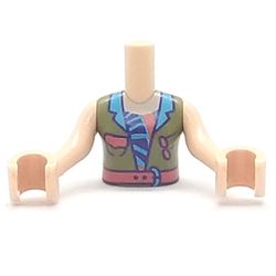 LEGO PART 92456c01pr0360 Minidoll Torso Girl, Olive Green Jacket, Coral ...