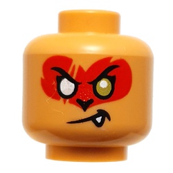 LEGO PART 28621pr4228 Minifig Head Evil Macaque, One Gold Eye, Red ...