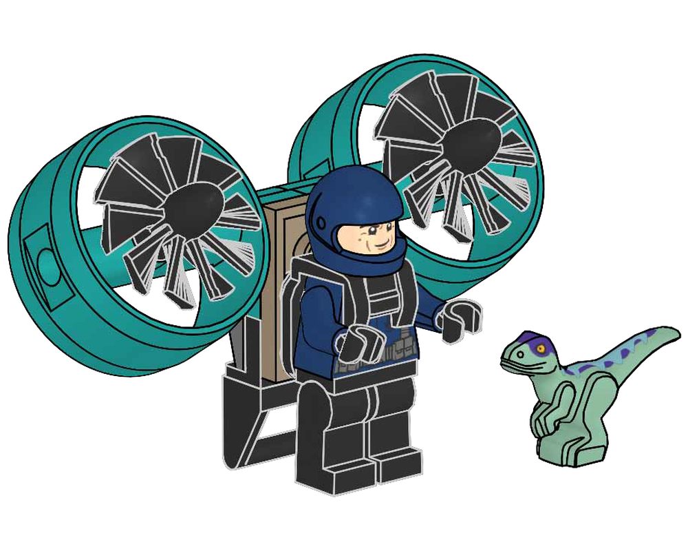 LEGO Set 122505-1 Guard with Jet Pack and Raptor (2025 Jurassic World ...