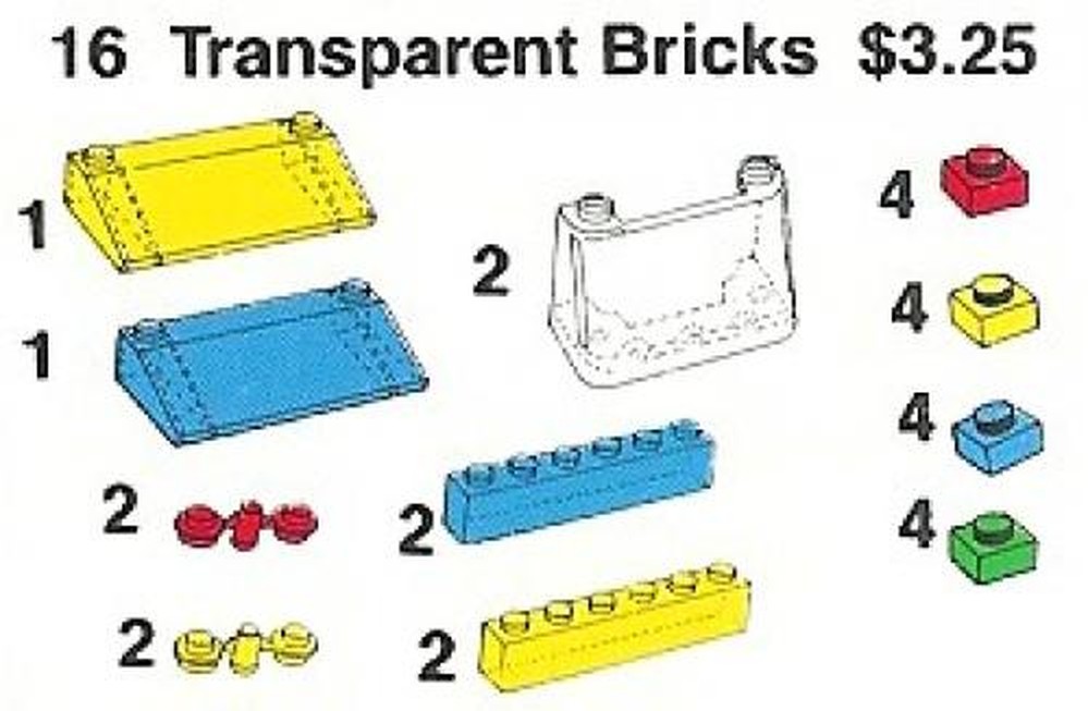 LEGO Set 16-1 Transparent Bricks (1988 Service Packs) | Rebrickable ...