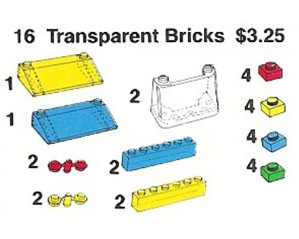 LEGO Set 16-1 Transparent Bricks (1988 Service Packs) | Rebrickable ...