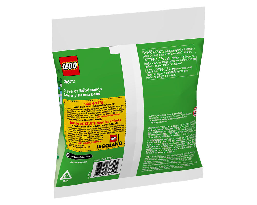 LEGO Set 30672-1 Steve and Baby Panda (2024 Minecraft) | Rebrickable ...