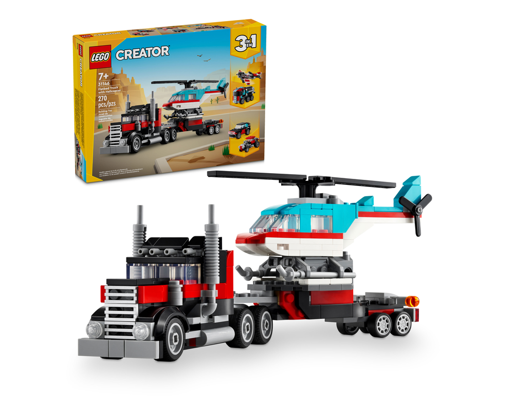 LEGO Set 31146-1 Flatbed Truck with Helicopter (2024 Creator > Creator ...